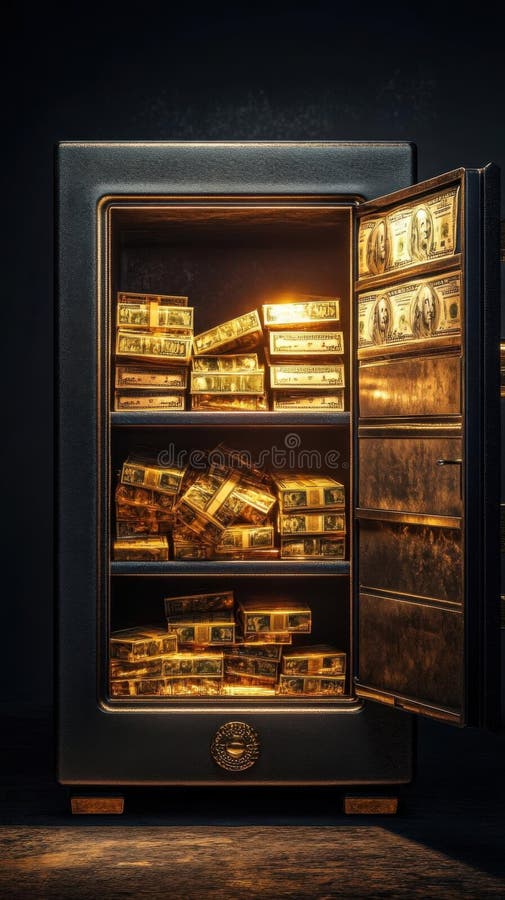 Stacks of Cash Secured in a Safe, Wealth and Fortune Concept Stock ...