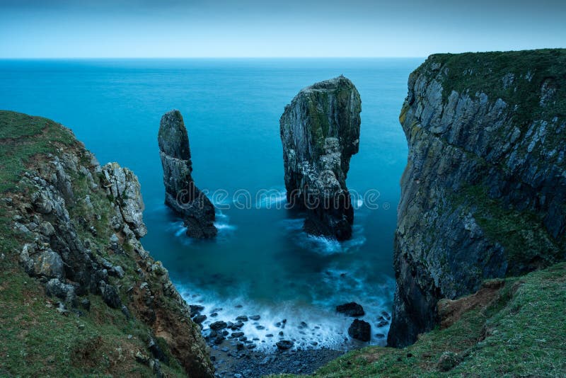 Stacks at Castlemartin, Pembrokeshire, Wales Stock Image - Image of ...