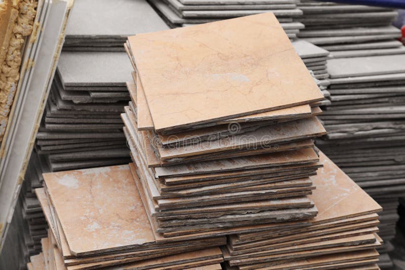 Stacks of Ceramic Tiles As Background, Closeup Stock Image - Image of ...
