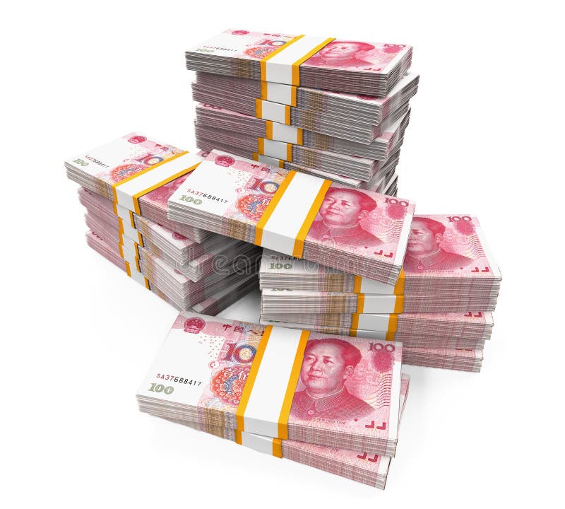 Stacks of Chinese Yuan Banknotes Stock Photo - Image of connected ...