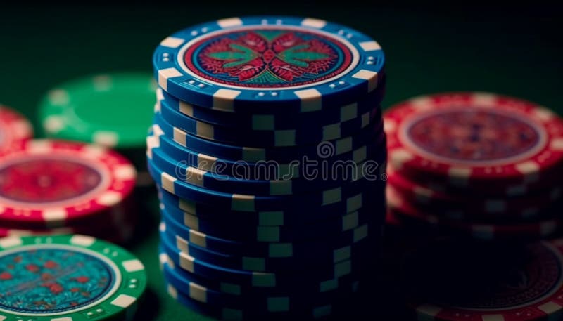 Stacks of Chips on Green Table, Luck and Risk Involved Generated by AI ...