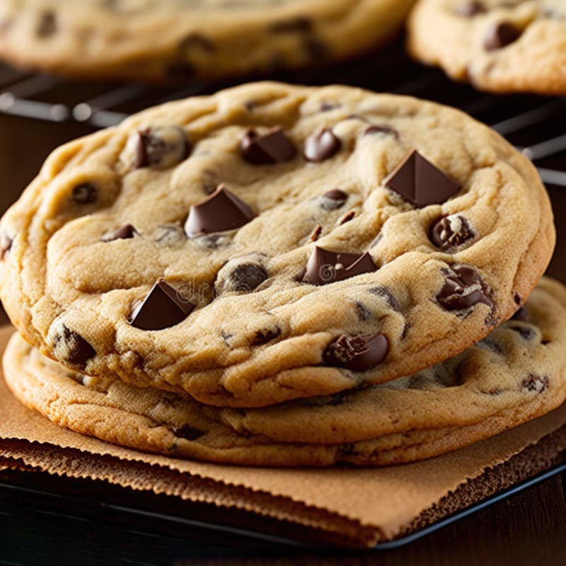Stacks of Chocolate Chip Soft Cookies. Generative AI. Stock ...