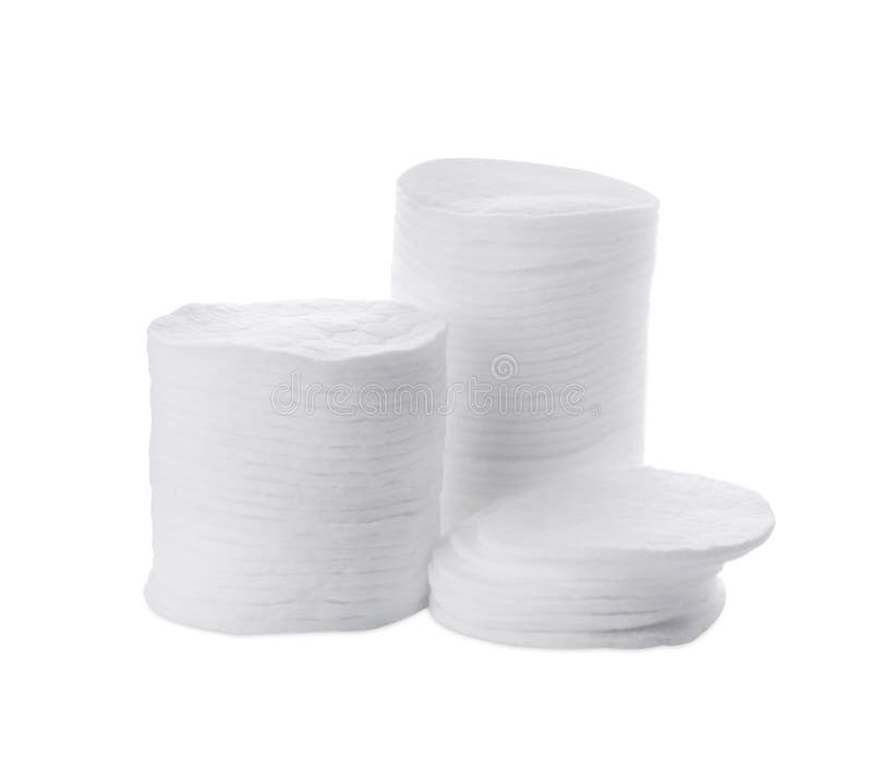 Stacks of Clean Cotton Pads on White Background Stock Photo - Image of ...