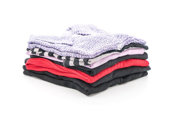 Stacks of Clothing on White Stock Photo - Image of cloth, garment: 95183118