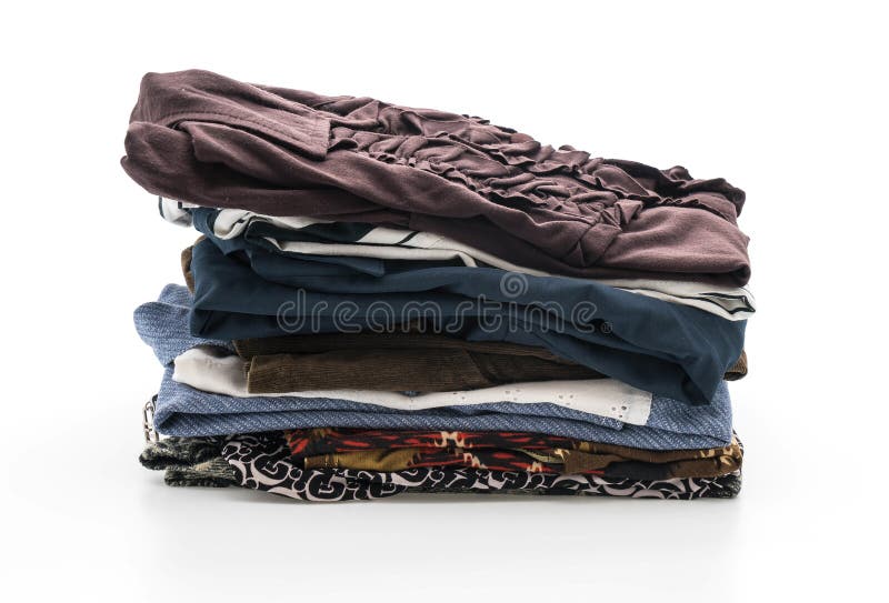 Stacks of Clothing on White Stock Image - Image of white, cloth: 95280283