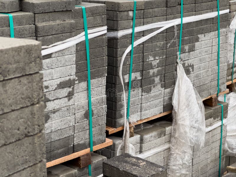 Stacks of Cobblestones are Securely Bound Together on Pallets, Ready ...