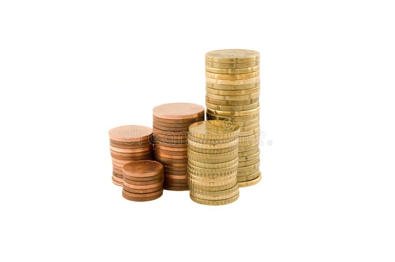 U.S. stacks of coins stock image. Image of stacked, white - 7119003