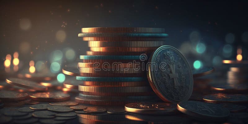 The Stacks of Coins with AI Generated. Stock Illustration ...