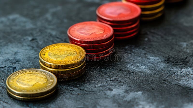 Stacks of Coins in Alternating Colors Stock Illustration - Illustration ...