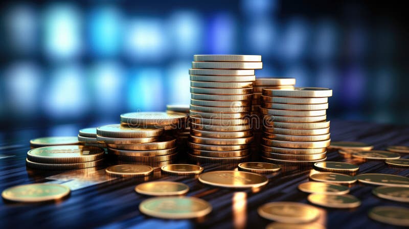 Stacks of Coins and a Blurred Graph in the Background..AI Generated ...