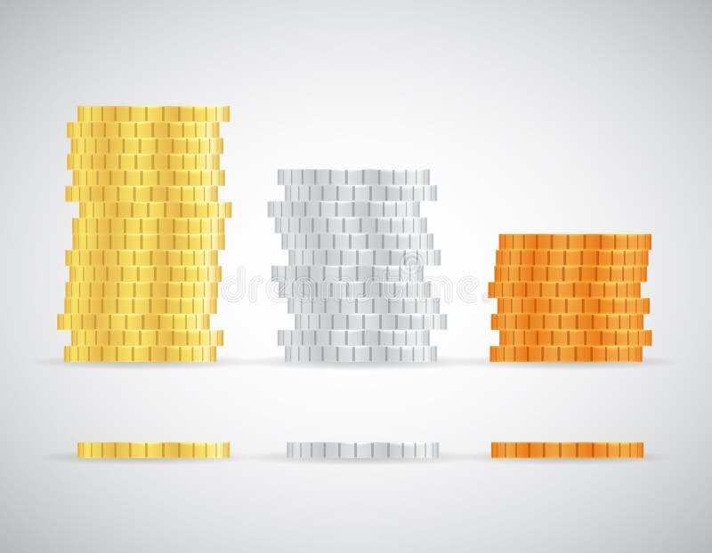 Stacks of Coins Gold Silver and Copper Template Stock Vector ...