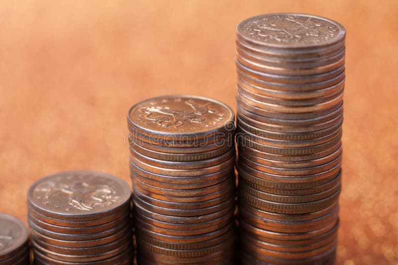 Stacks of coins stock photo. Image of pile, change, income - 95917180