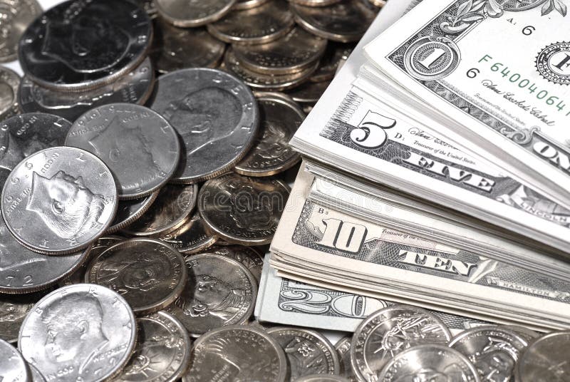 Stacks of Coins and Money Representing Wealth Success and Riches Stock ...