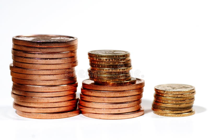 Stacks of Coins and Money Representing Wealth Success and Riches Stock ...