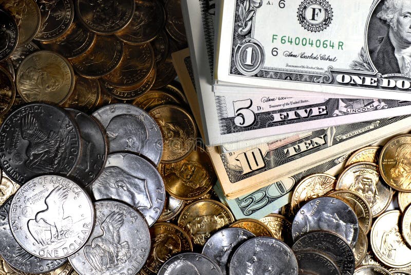 Stacks of Coins and Money Representing Wealth Success and Riches Stock ...