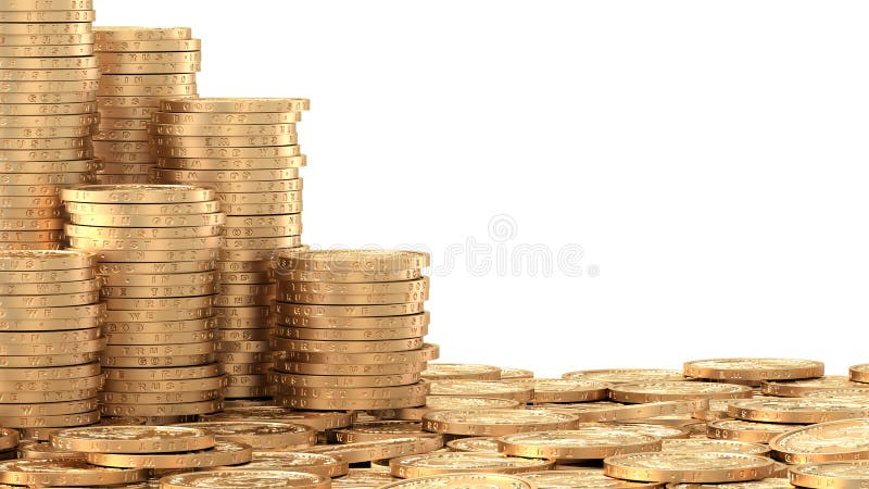 Layer of Golden Coins with Stack of Coins Stock Illustration ...