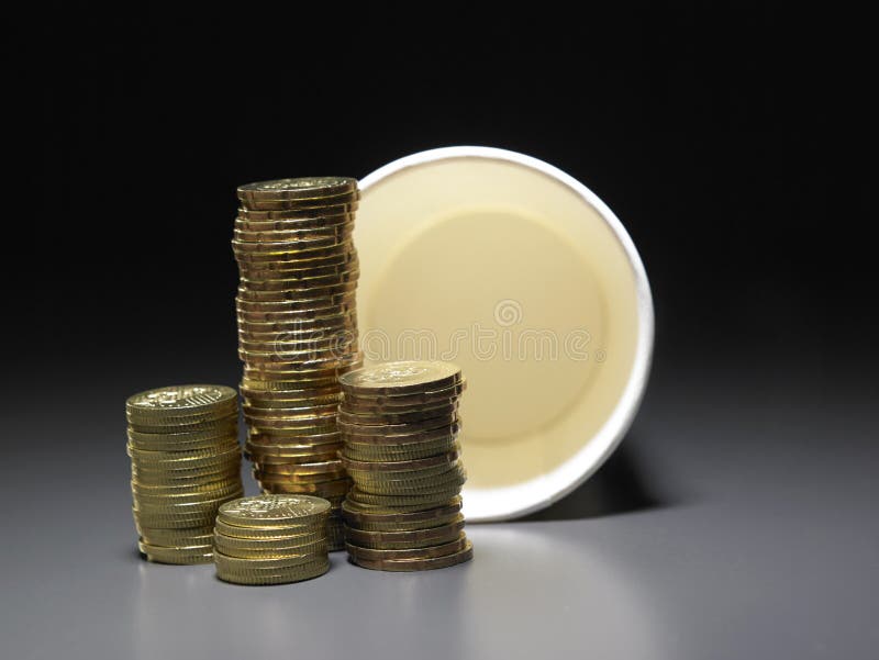 Stacks of Coins and Paper Cup Stock Photo - Image of earn, paper: 48462142