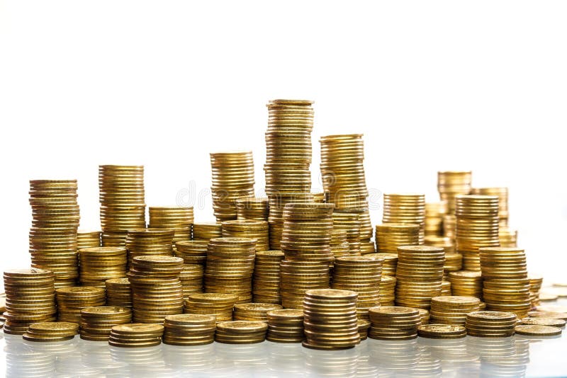 Gold Money Coin Stacks stock photo. Image of superannuation - 8655182
