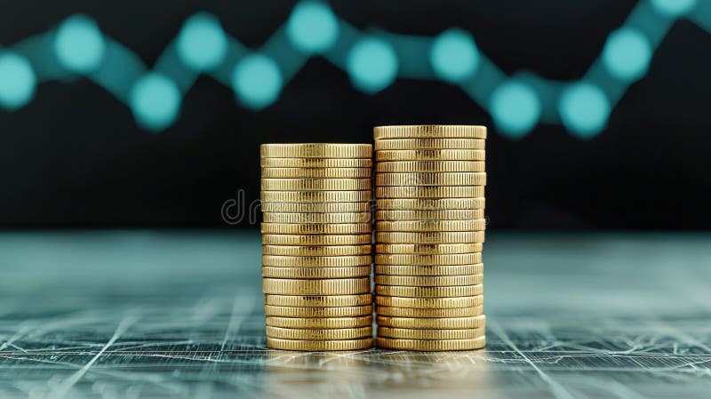 Stacks of Coins Representing Financial Risk and Balance Stock ...
