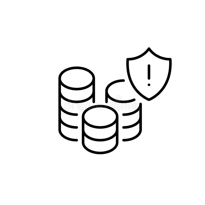 Stacks of Coins, Security Shield and Exclamation Mark. Safety Warning ...