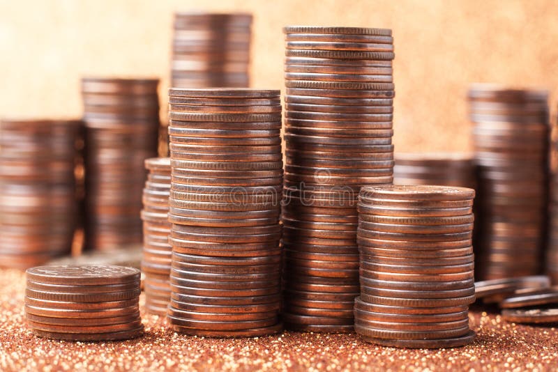 Stacks of coins stock photo. Image of change, closeup - 98286364