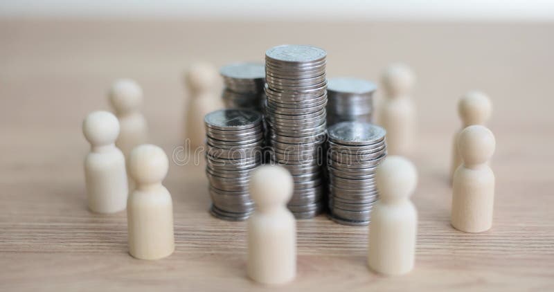 Stacks of Coins Surrounded by Human Figures Stock Video - Video of ...
