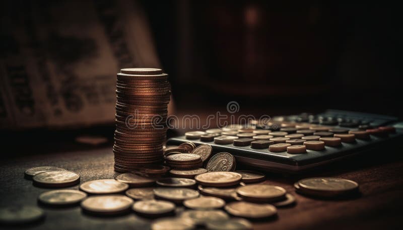 Stacks of Coins Symbolize Financial Success and Growth Generated by AI ...