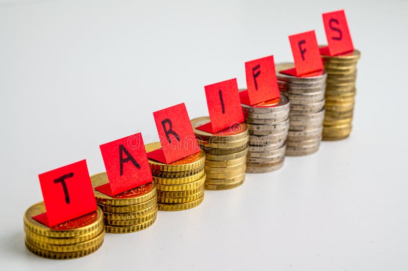 Stacks of Coins and `tariffs` Text. Increase in Tariffs and Costs ...