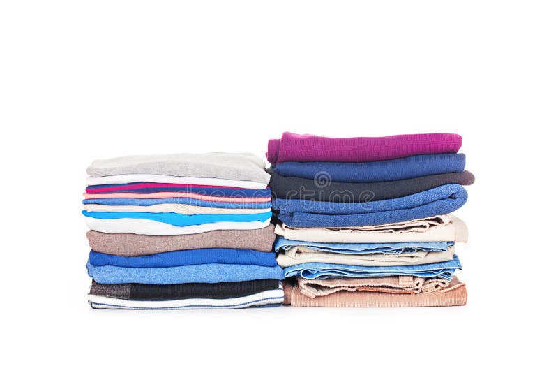 Stacks of Colored Clothes Isolated Stock Photo - Image of dirty, group ...