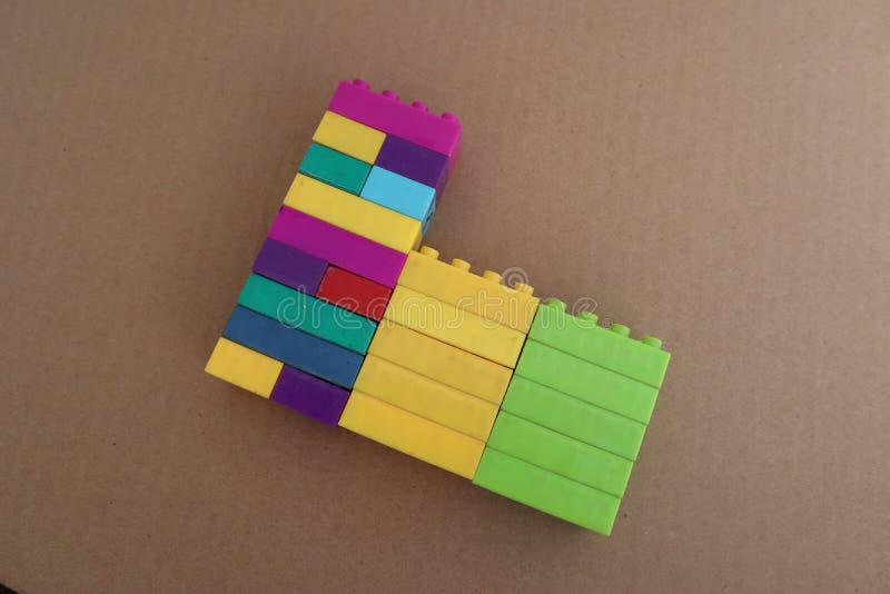 Stacks of Colored Legos and One Color Legos Stock Image - Image of pink ...
