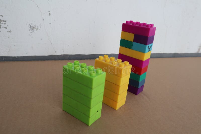 Stacks of Colored Legos and One Color Legos Stock Image - Image of ...