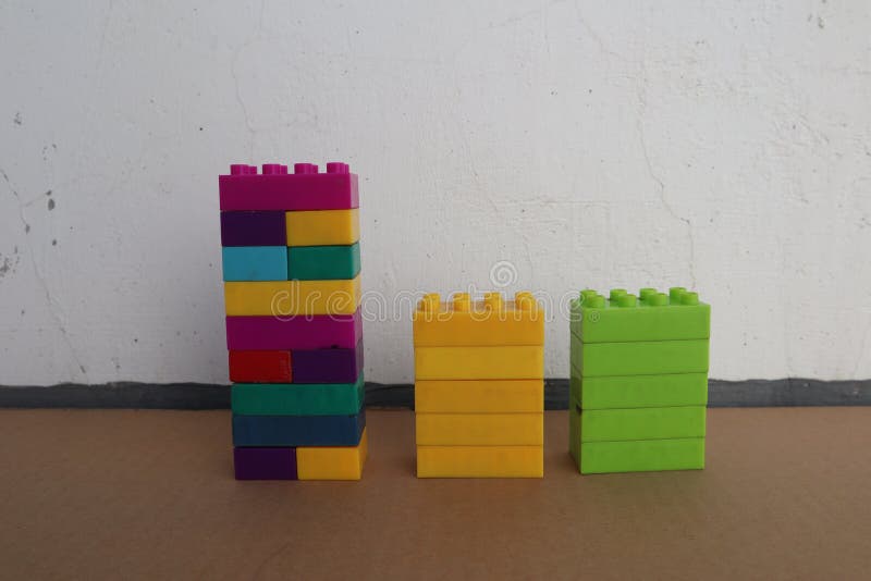 Stacks of Colored Legos and One Color Legos Stock Photo - Image of ...