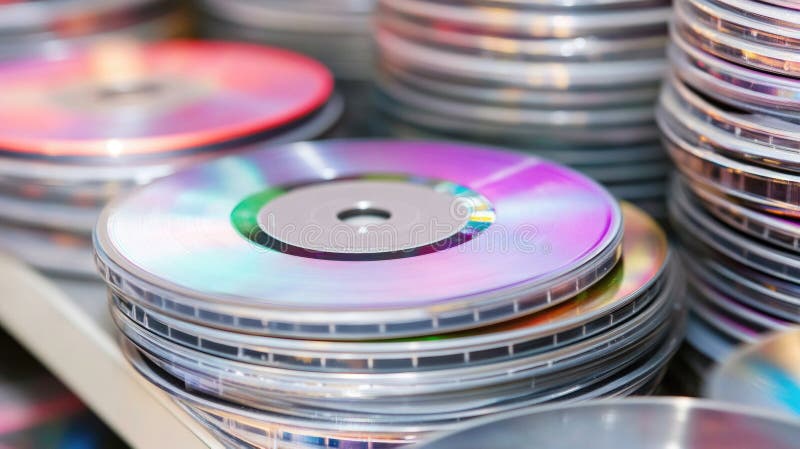 Stacks of Colorful Cds and Dvds in a Store Display Stock Illustration ...