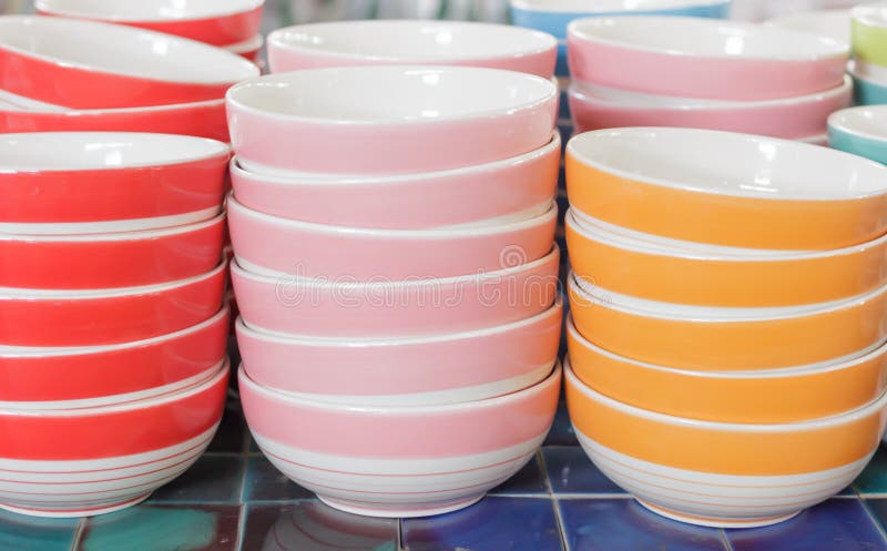 Stacks of colorful cups stock photo. Image of ceramic - 31513608