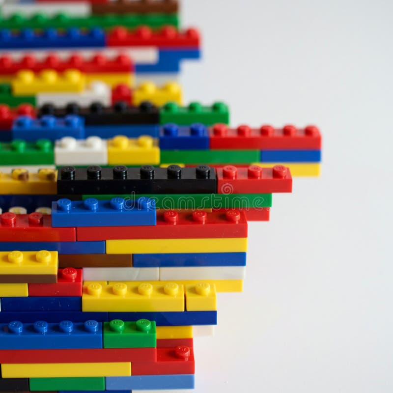 Stacks of Colorful Interlocking Plastic Building Bricks, Including Red ...