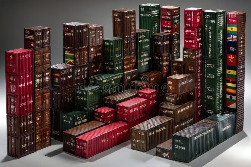 Intermodal Containers Illustrating Trade War Tariffs Concept Stock ...