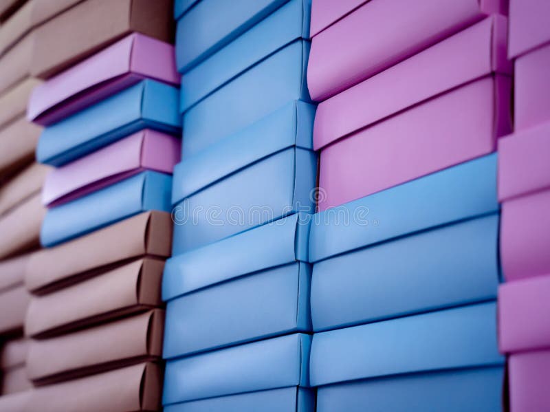 Stacks of Colour Cardboard Boxes in the Gift Shop Stock Image - Image ...
