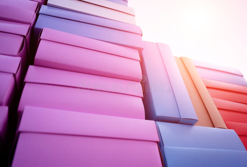 Stacks of Colour Cardboard Boxes in the Gift Shop Stock Photo - Image ...