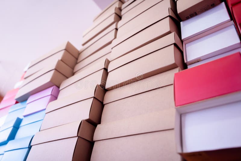Stacks of Colour Cardboard Boxes in the Gift Shop Stock Image - Image ...