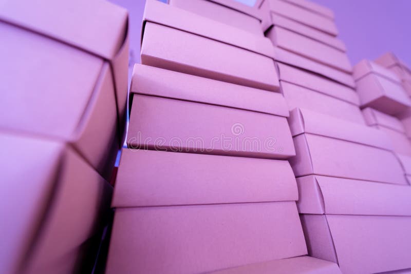 Stacks of Colour Cardboard Boxes in the Gift Shop Stock Photo - Image ...