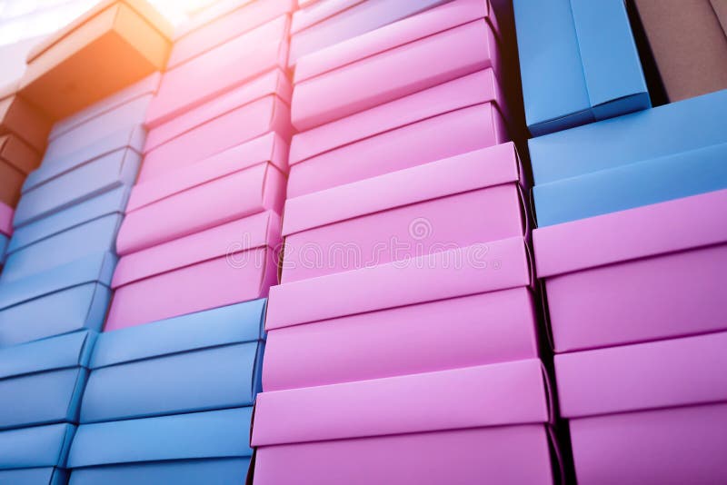 Stacks of Colour Cardboard Boxes in the Gift Shop Stock Image - Image ...