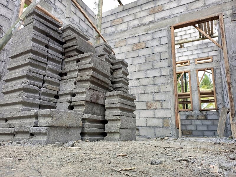 Stacks of Concrete Blocks in Construction Projects Stock Photo - Image ...