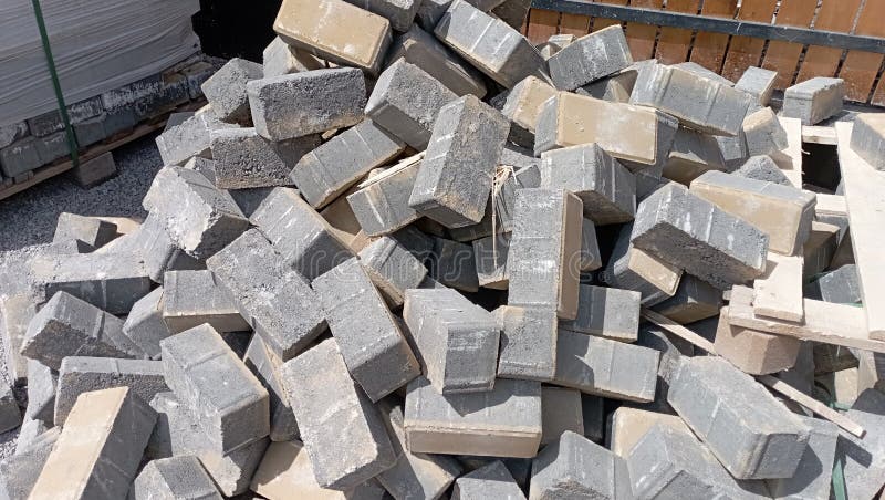 Stacks of Concrete Blocks on a Construction Site, Top View Stock Image ...