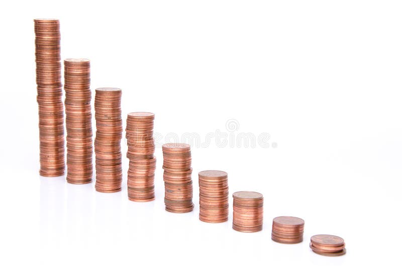 Stacks of copper coins stock image. Image of investment - 40611553