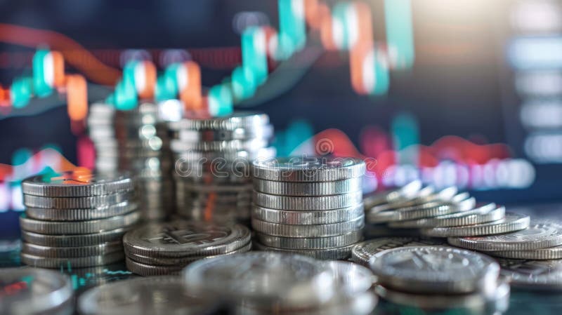 Stacks of Crypto Coins.AI Generated Image Stock Image - Image of ...