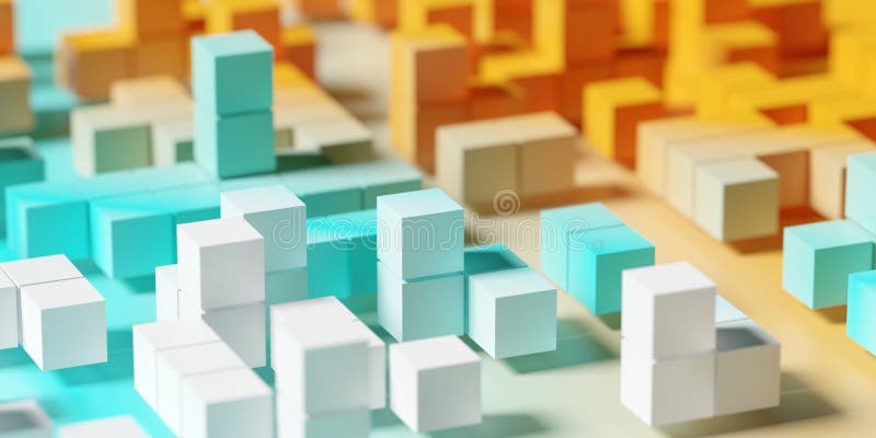 Stacks of Cubes with Different Height on White Background, Abstract ...