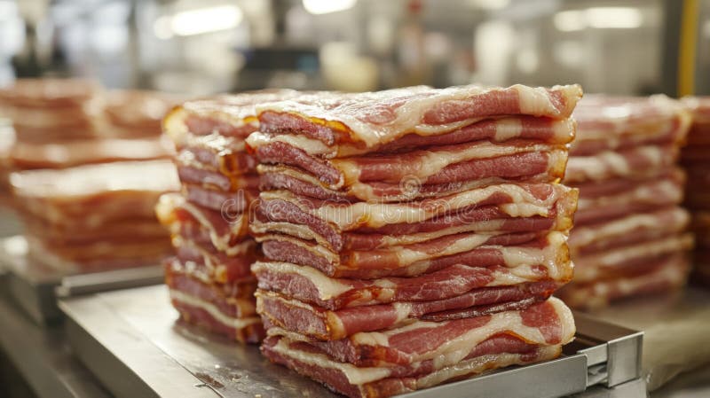 Stacks of Deliciously Cooked Bacon Slices Stock Illustration ...