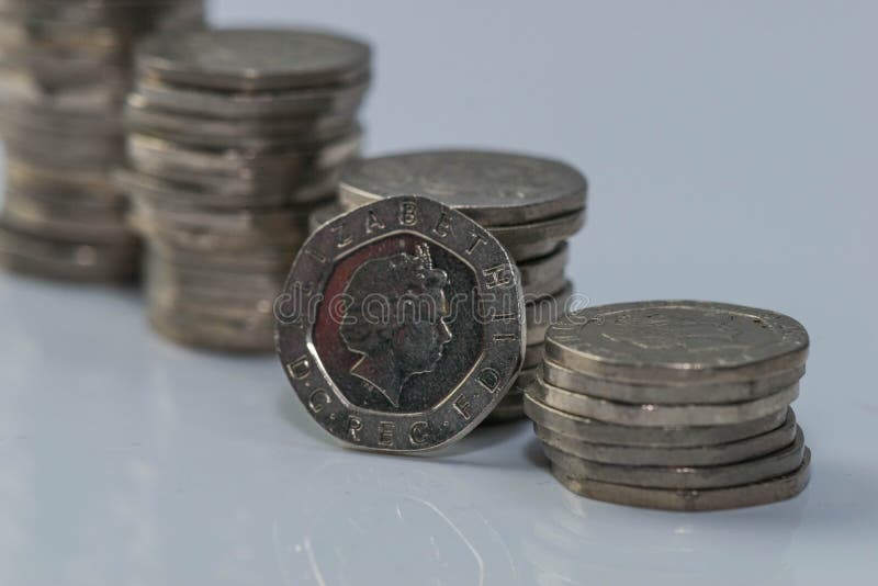 Stacks British Money Pound Coins on Wooden Table, Selective Focus GBP ...