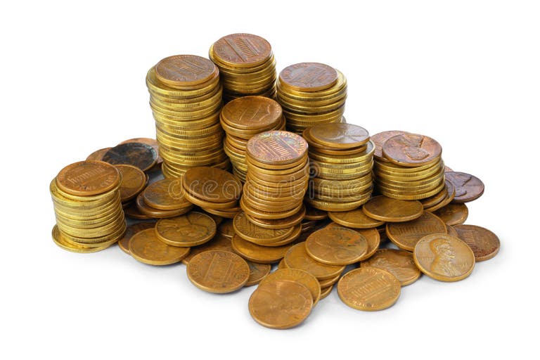 Stacks of Different Coins on White Background Stock Image - Image of ...