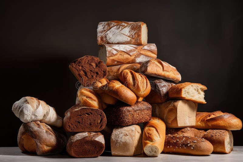 Stacks of Different Types of Bread, Each with Its Own Distinctive Crust ...
